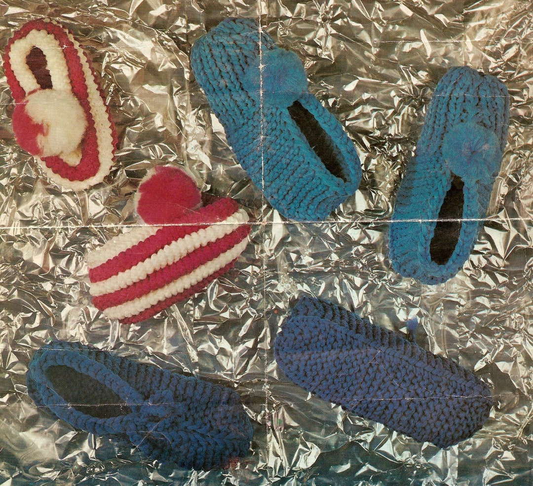 Vintage 70s Knitted Slipper Pattern - PDF Instant Download - Etsy