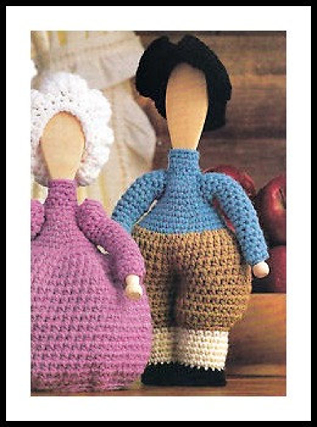 Vintage 80s Colonial Couple Crochet Pattern - PDF Instant Download - Etsy