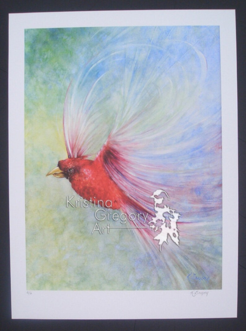 Surreal Red Bird, Cardinal Archival Print Reproduction From A ...