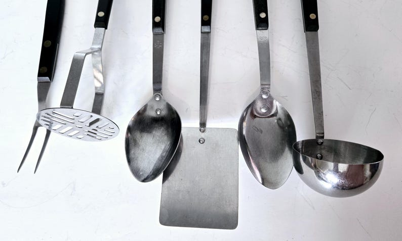 Vintage Flint Cooking Utensils With Original Holding Rack Mismatched ...