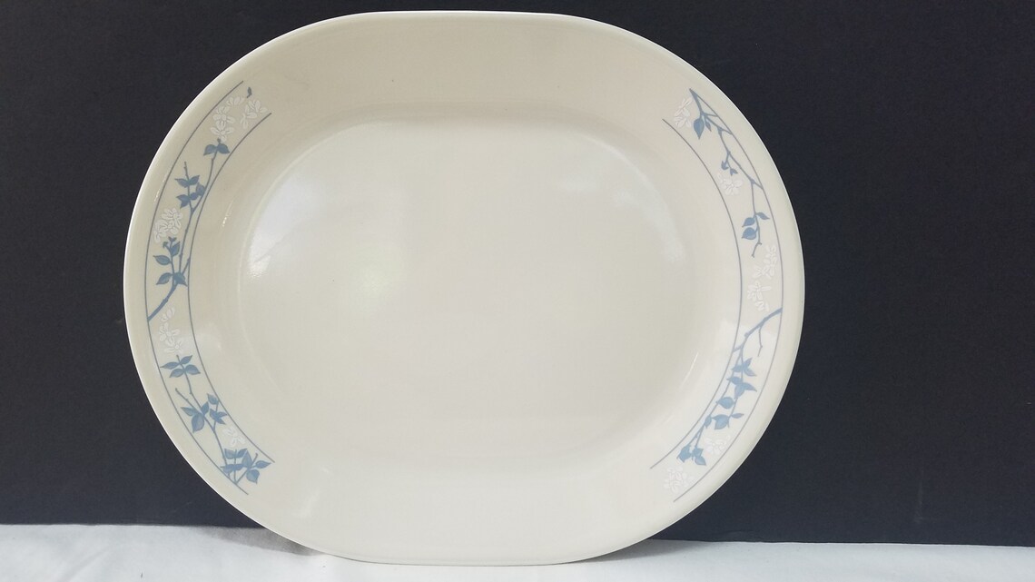 Corelle First of Spring Platter Vintage Corelle Blue Flower Dinnerware Vintage Serving Platter ...