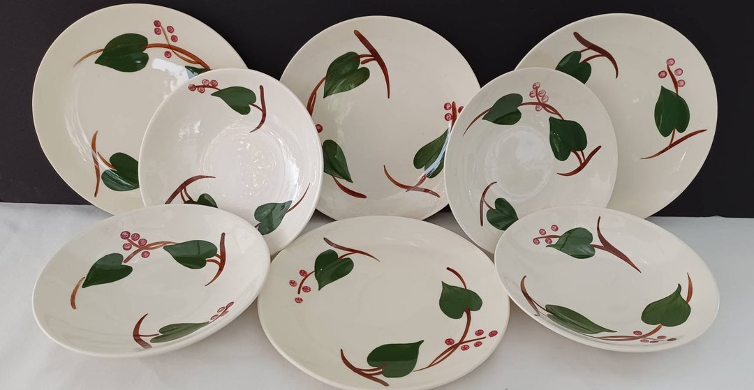 Blue Ridge Pottery Stanhome Ivy 4 Dessert Bowls 4 Bread and Butter ...
