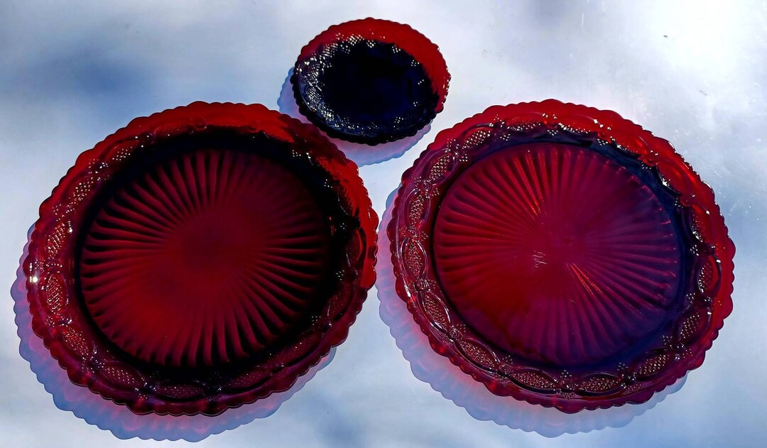 Avon Cape Cod Ruby Dinner Plates Set of 2 Ruby Plates Avon Red Plates ...
