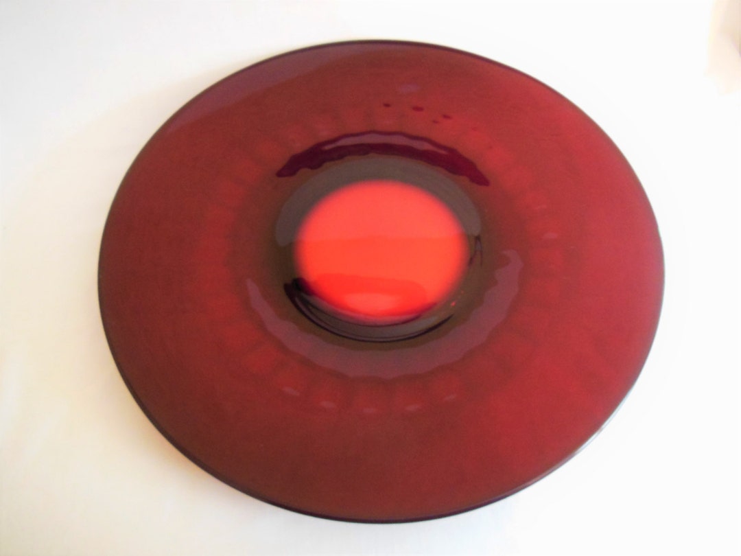 Vintage Ruby Red Platter Punch Bowl Under Plate 14" Red Platter - Etsy