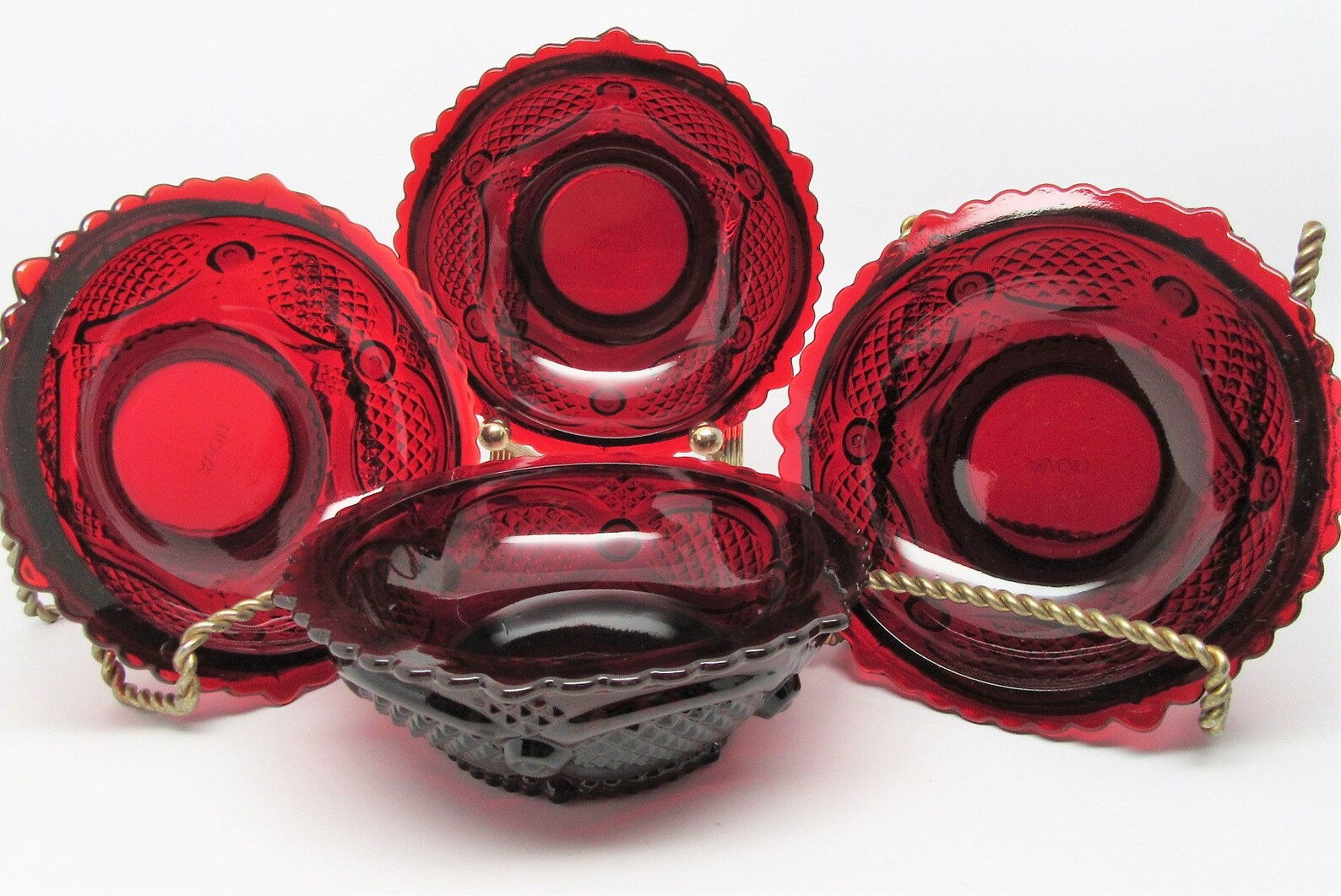 Avon Cape Cod Ruby Red Footed Dessert Bowls Set of 4 Ruby Dessert Bowls ...