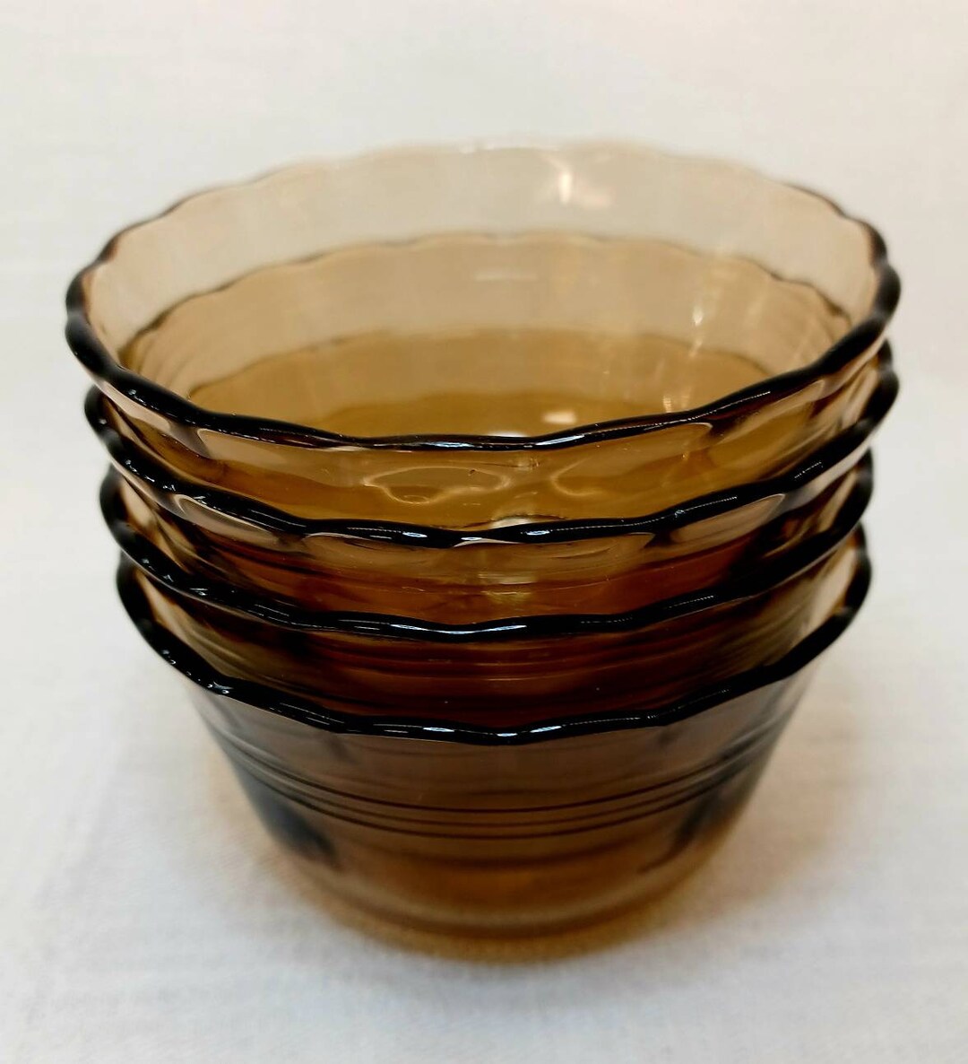 Vintage Fireside Pyrex 6 Oz Custard Set of 4 Pyrex 3 Ring Amber Custard ...