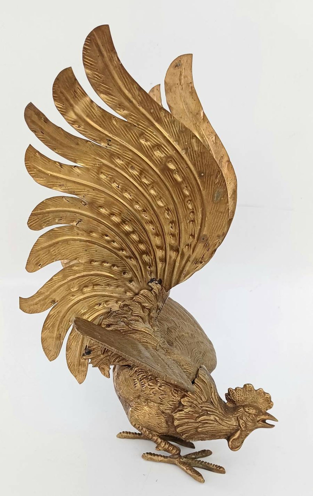 Vintage Brass Fighting Cock Brass Fighting Rooster Brass Rooster ...