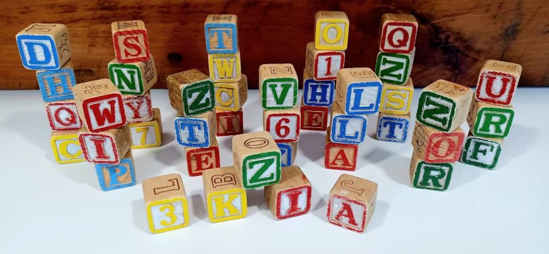 Vintage Children's Wooden Building Blocks - Etsy