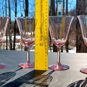 Pink Depression Wine Glasses Ribbed Sides Set of 4 Beautiful - Etsy