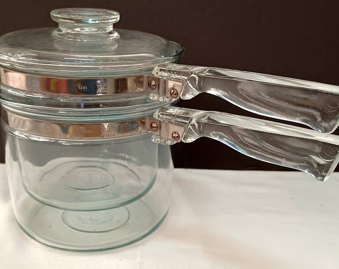 Vintage Pyrex Flameware Double Boiler and Insert With Lid 1936-1979 - Etsy