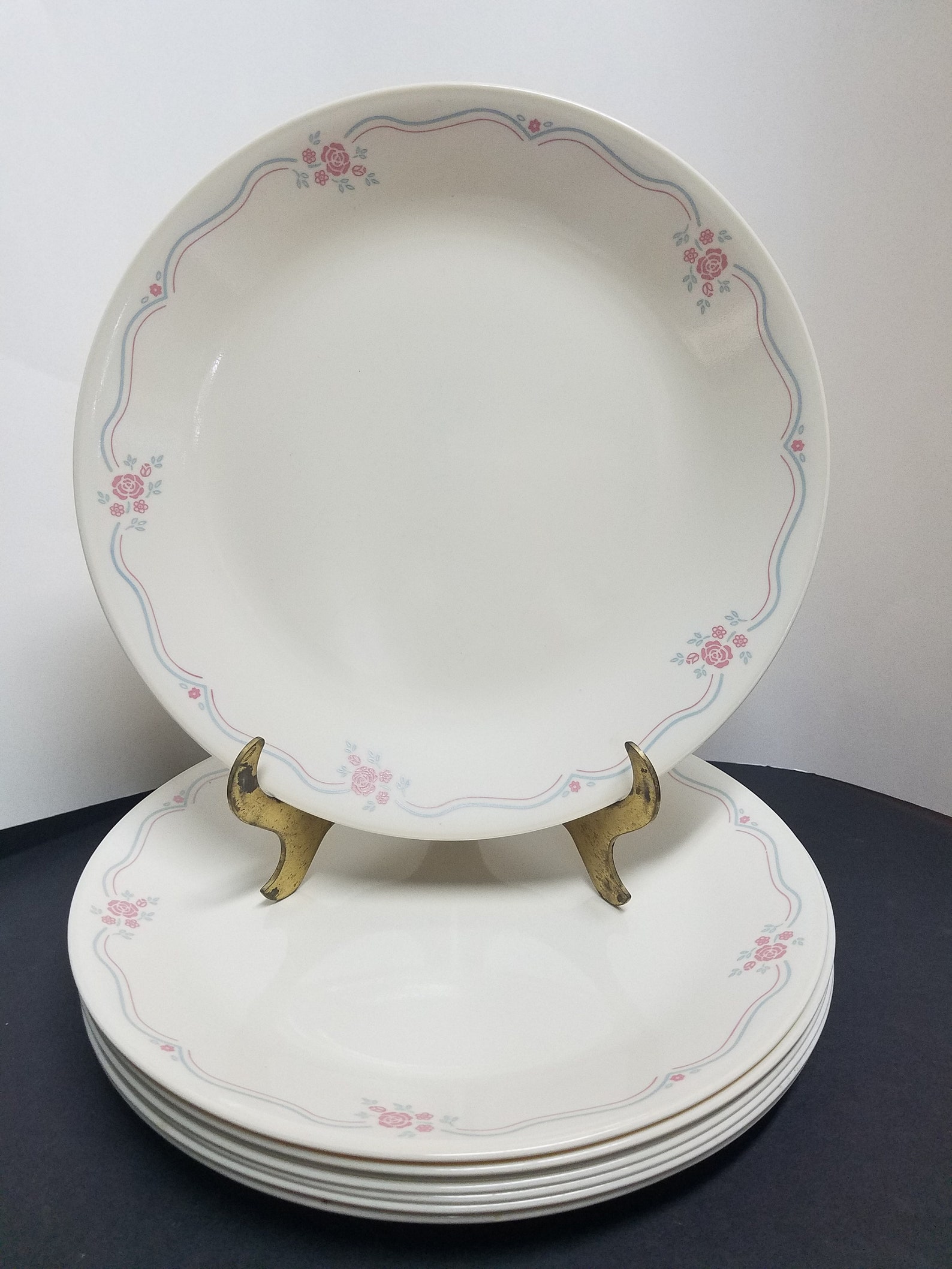 Vintage Corelle English Breakfast Dinner Plates Set of 8 Corelle Pink ...