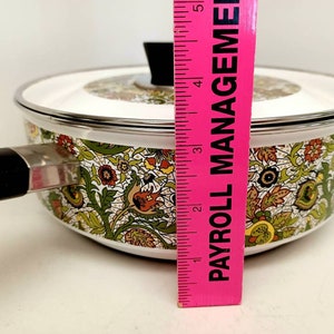 Vintage MCM Enamelware Floral Sauce Pan or Deep Skillet With Lid - Etsy