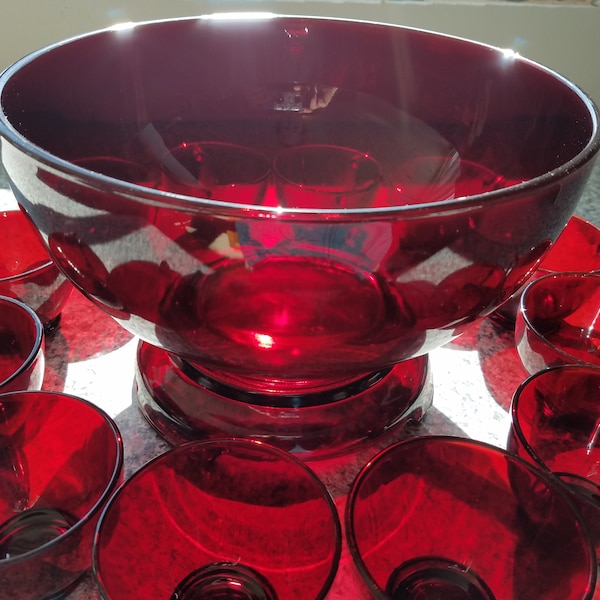 Ruby Red Punch Bowl - Etsy
