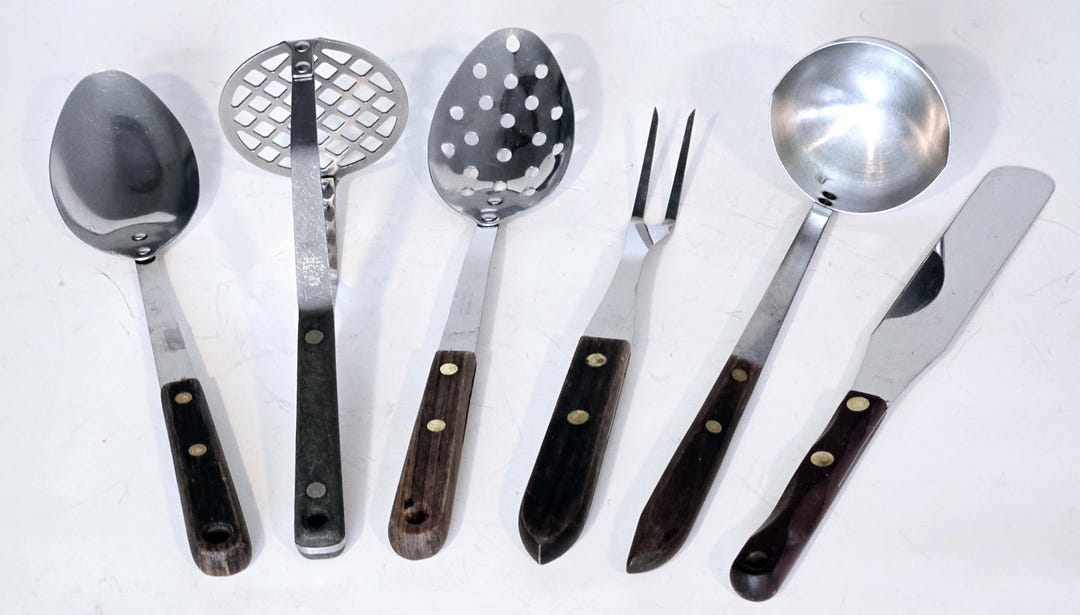 Vintage Cooking Utensils Mismatched Set Wooden Handles - Etsy
