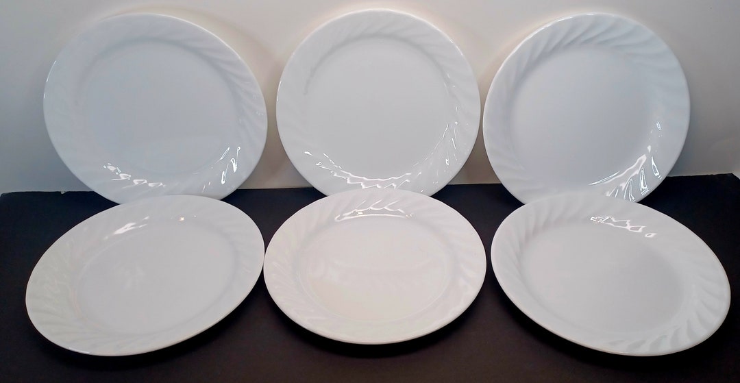 Corelle Enhancements White Swirl Salad Plates Corelle White Salad ...