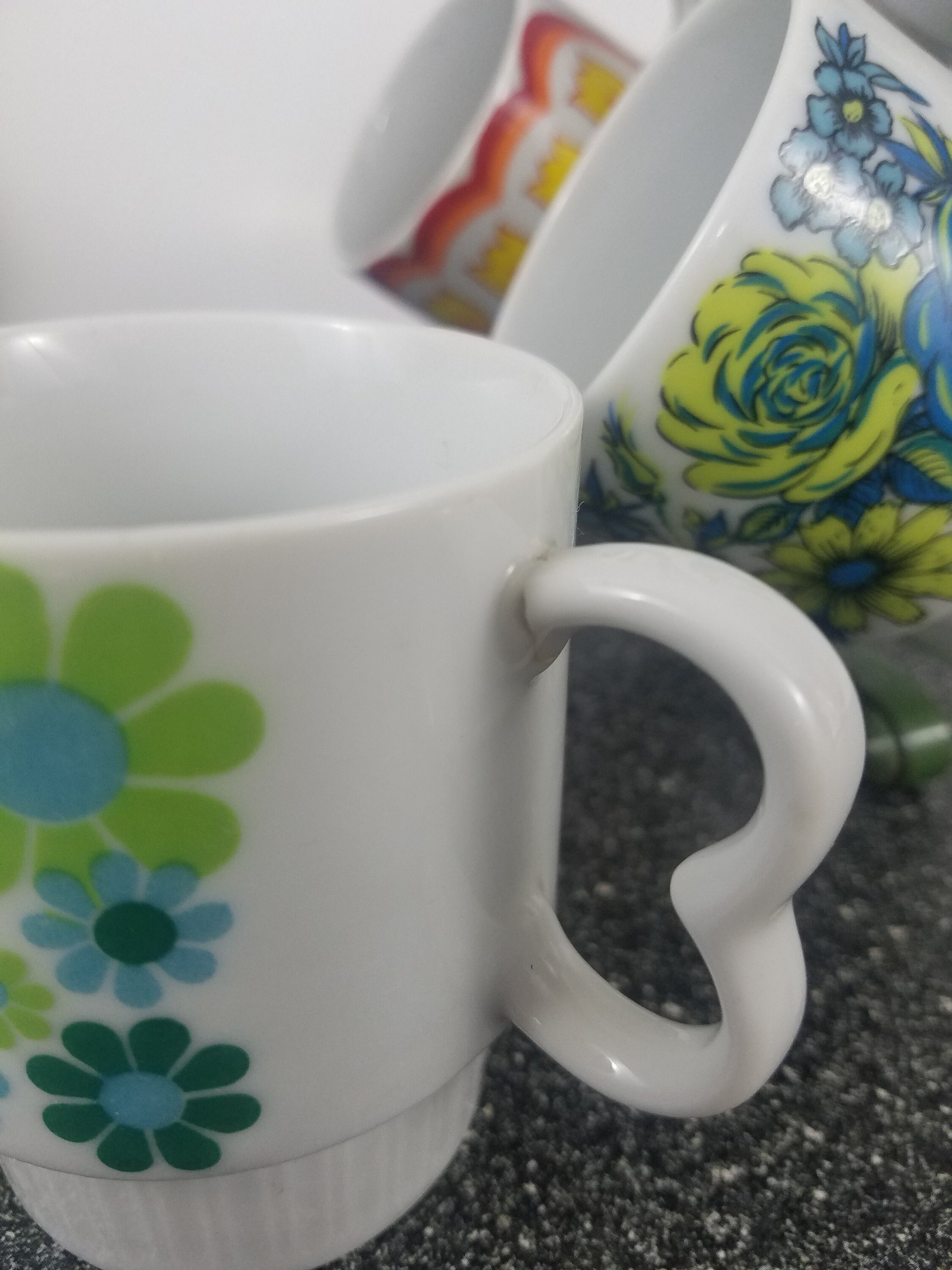 Vintage mugs with metal cup holder set of 4 | Etsy