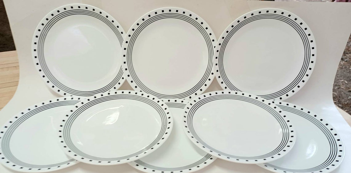 Corelle City Block Dinnerware Black Squares Corelle Dinner - Etsy