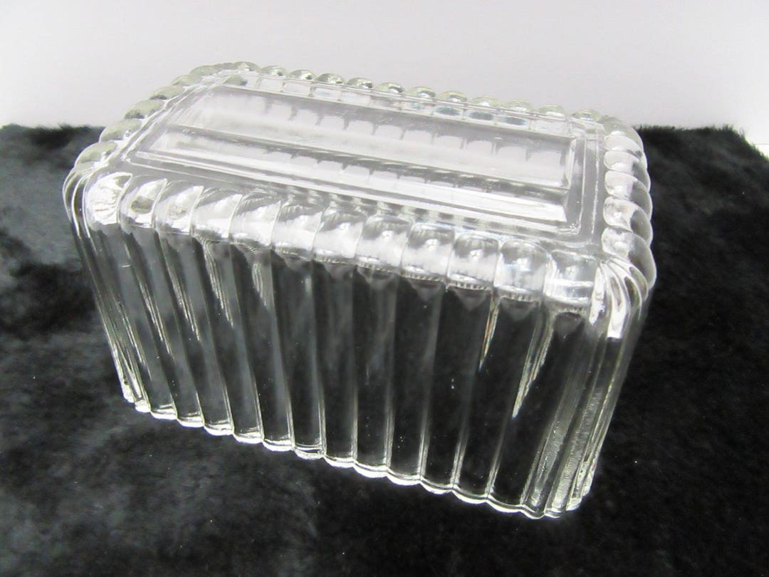 Ribbed Clear Glass Pound Butter Cover - Etsy