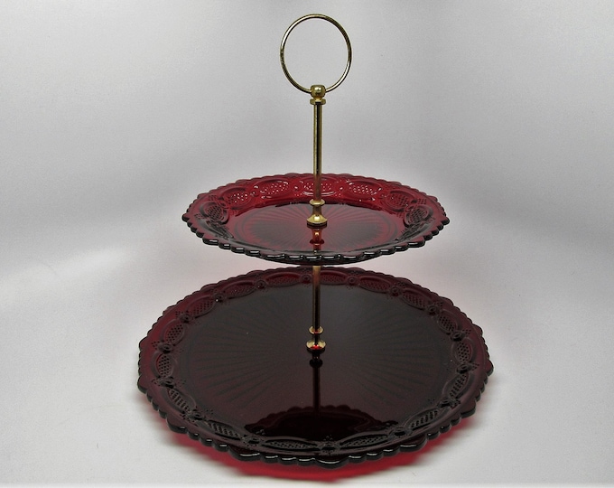 Avon Cape Cod Ruby Red 2 Tier Serving Tray Ruby Red 2 Tier - Etsy