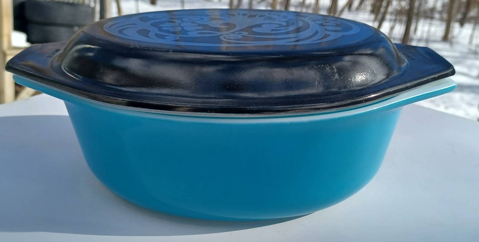 Vintage Pyrex Midnight Bloom Lid 1 1/2 Quart Casserole Dish With Lid ...