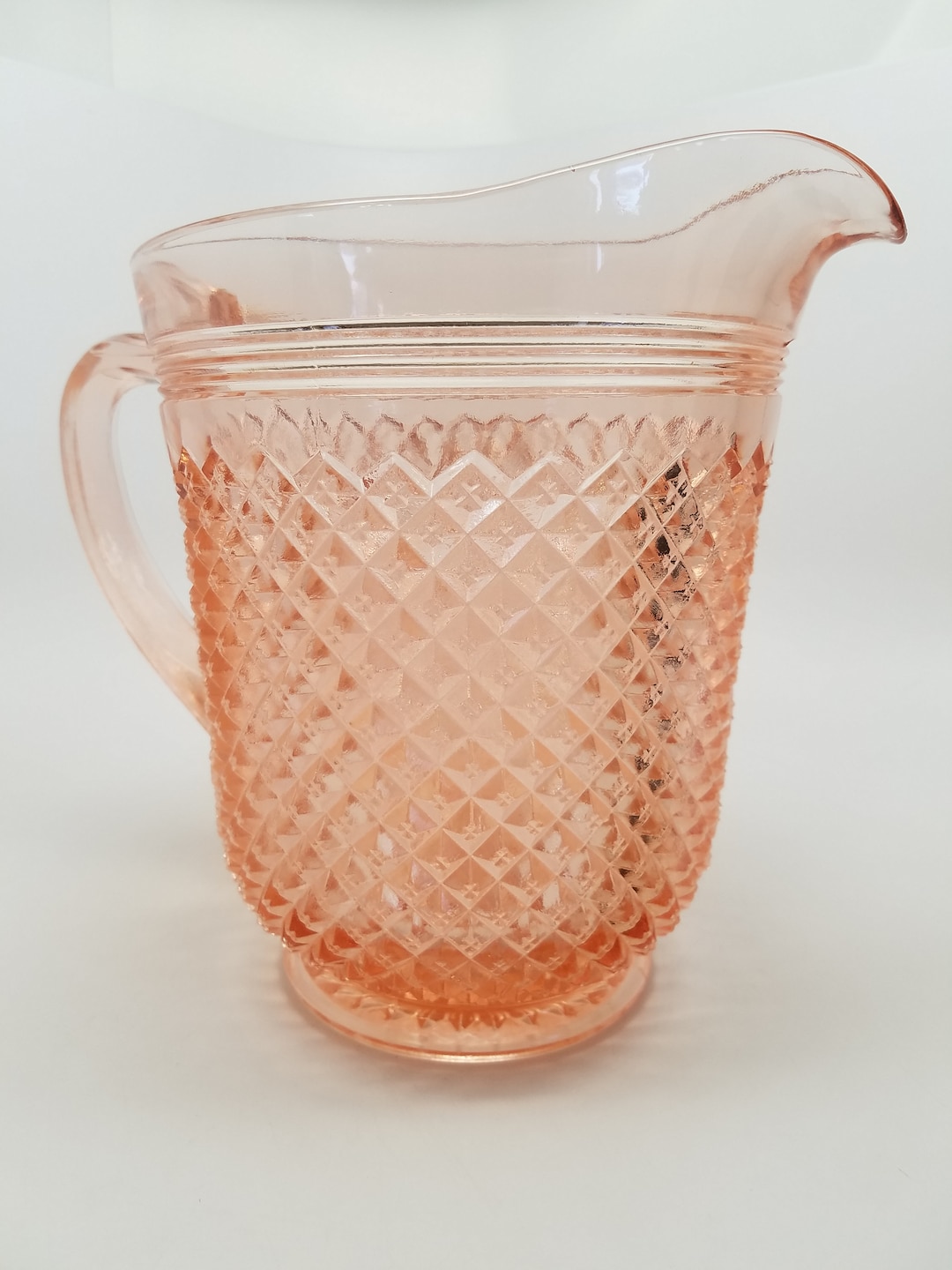 Vintage Pink Depression Glass Pitcher Anchor Hocking Glass Pink Miss ...