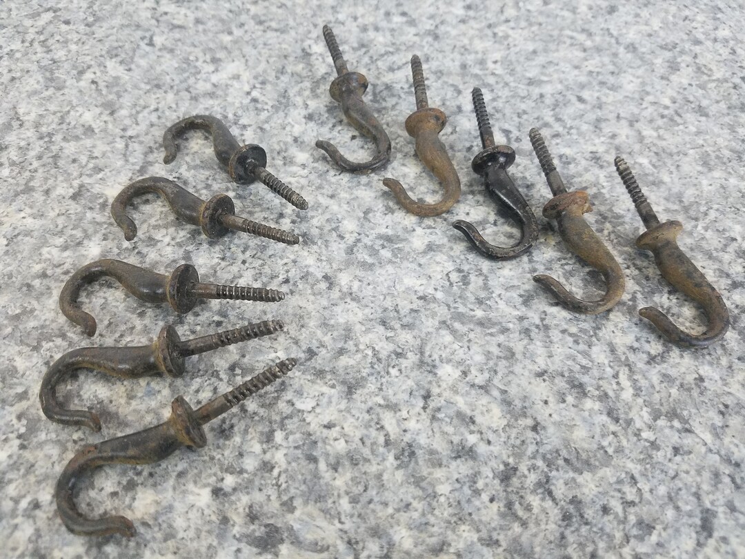 Vintage Cast Iron Hooks Rusty Old Metal Hooks Set of 10 - Etsy