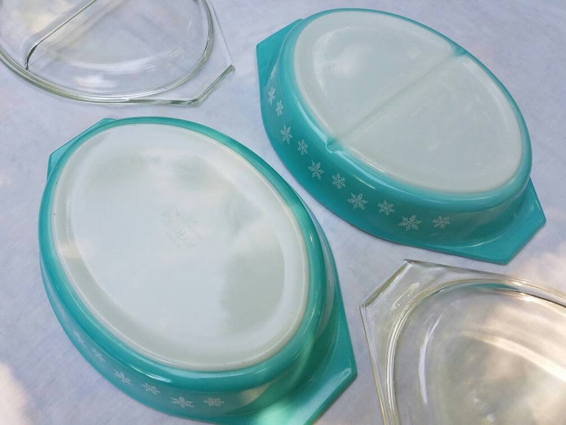Vinta Pyrex Turquoise Snowflake Divided Casserole Turquoise | Etsy
