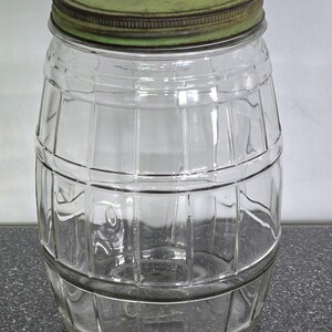 Antique Glass Store Display Barrel Design Storage Jar With Cover - Etsy