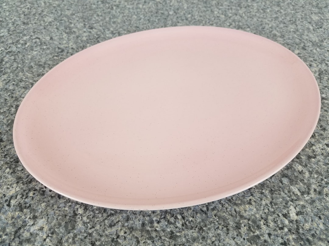 Pink Platter Speckled Pink Platter 13 1/2 X 10 Vintage Pink Platter - Etsy