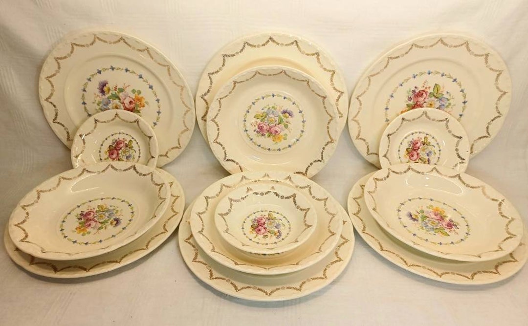 Crooksville Dinnerware Set 6 Dinner Plates 4 Soup Bowls 3 Berry Bowls ...