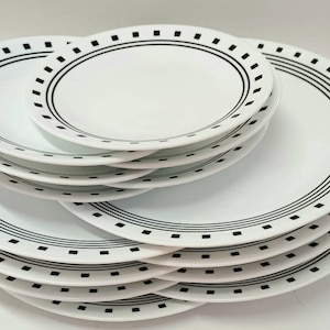 Corelle City Block Dinnerware Black Squares Corelle Dinner Plates ...