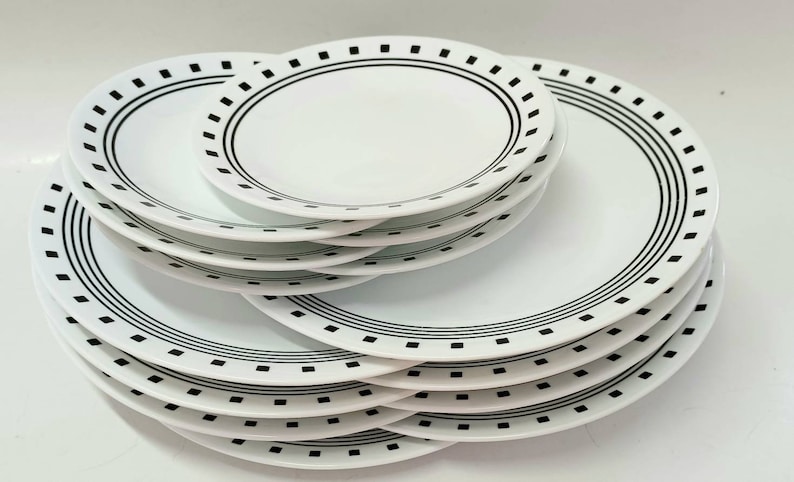 Corelle City Block Dinnerware Black Squares Corelle Dinner - Etsy