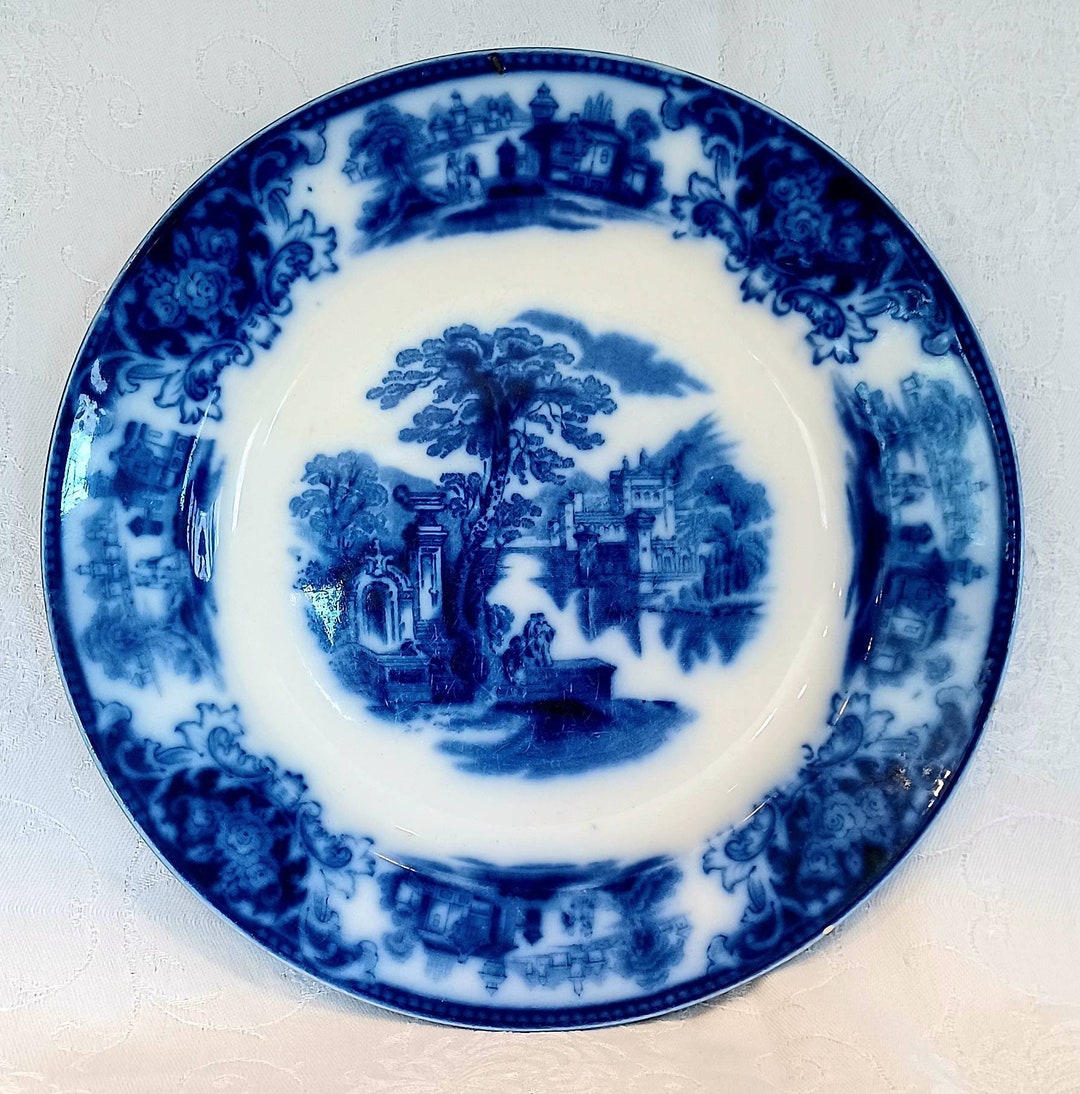 Antique Flow Blue Plates 1891 W.H. Grindley Shanghai Flow Blue Dinner ...