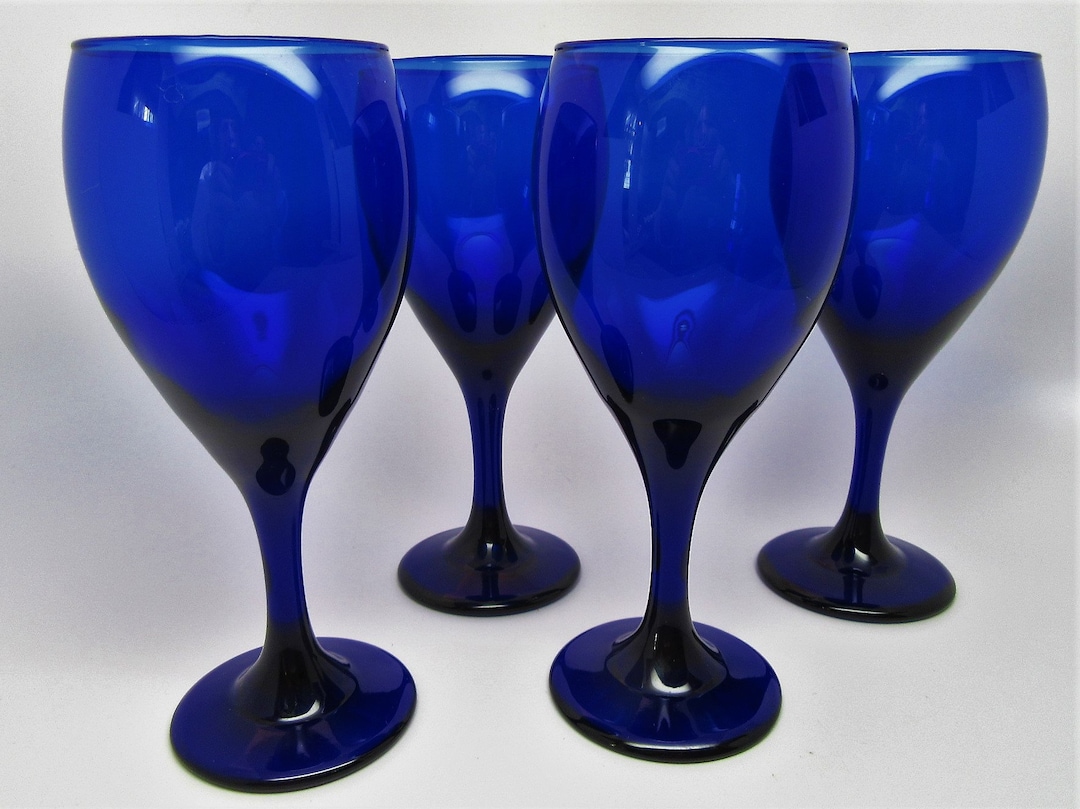 Cobalt Blue Goblets Cobalt Blue Water Glasses Blue Stemware Libbey ...