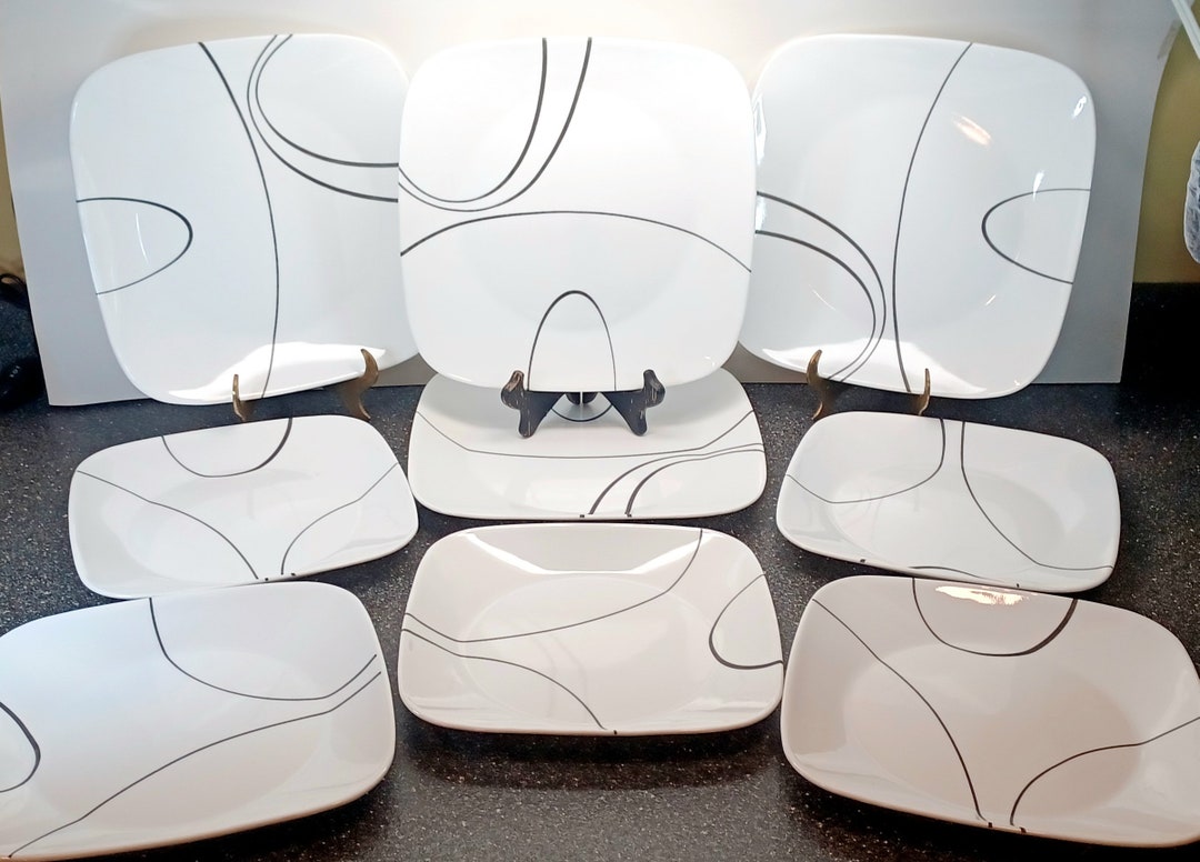 Corelle Simple Lines Dinner Plates and Luncheon Plates Corelle Square ...
