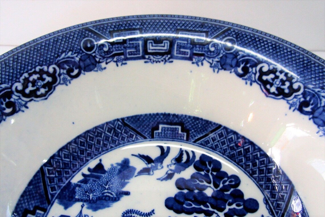 Allertons Flow Blue Made in England Flow Blue Willow Serving | Etsy