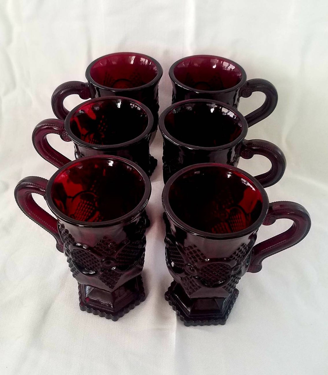 Vintage Avon Cape Cod Ruby Red 5 Mugs Set of 6 | Etsy