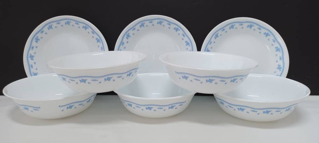 Vintage Corelle Morning Blue Dinnerware Corelle Bowls Corelle Plates ...