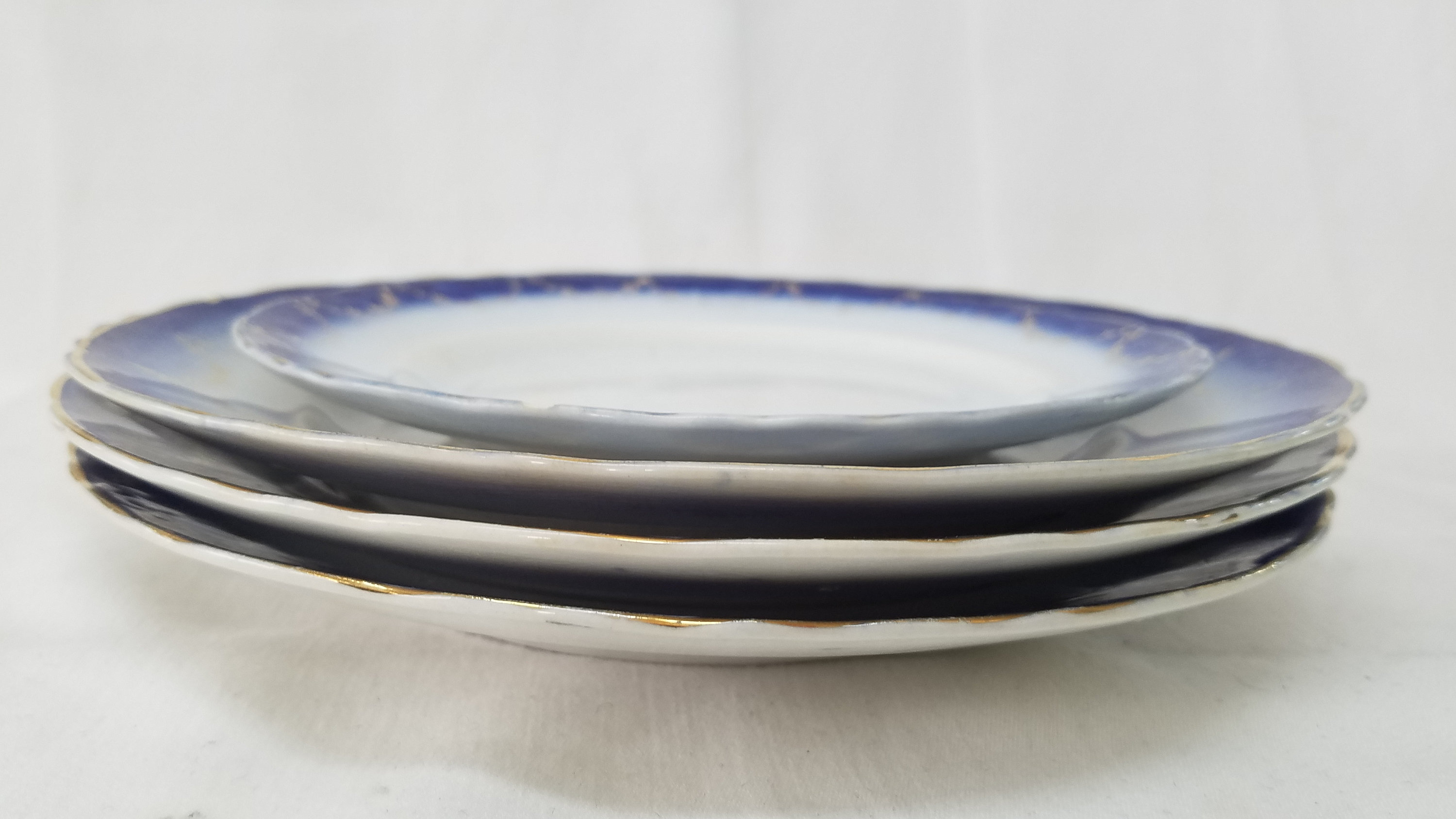 Vintage Flow Blue Plates Set of 4 Gold Flower Swags Fantastic | Etsy