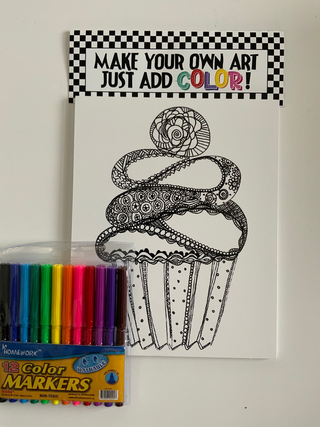 Just Add Color Art Kit Cupcake - Etsy