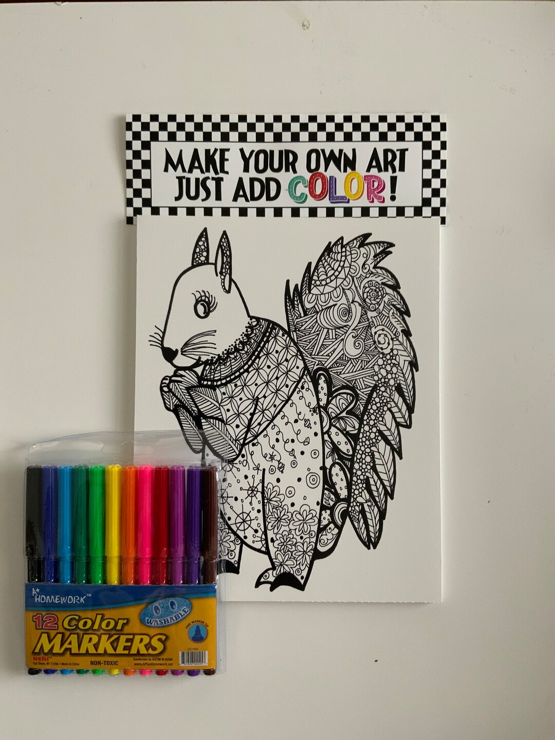 Just Add Color Art Kit Squirrel - Etsy