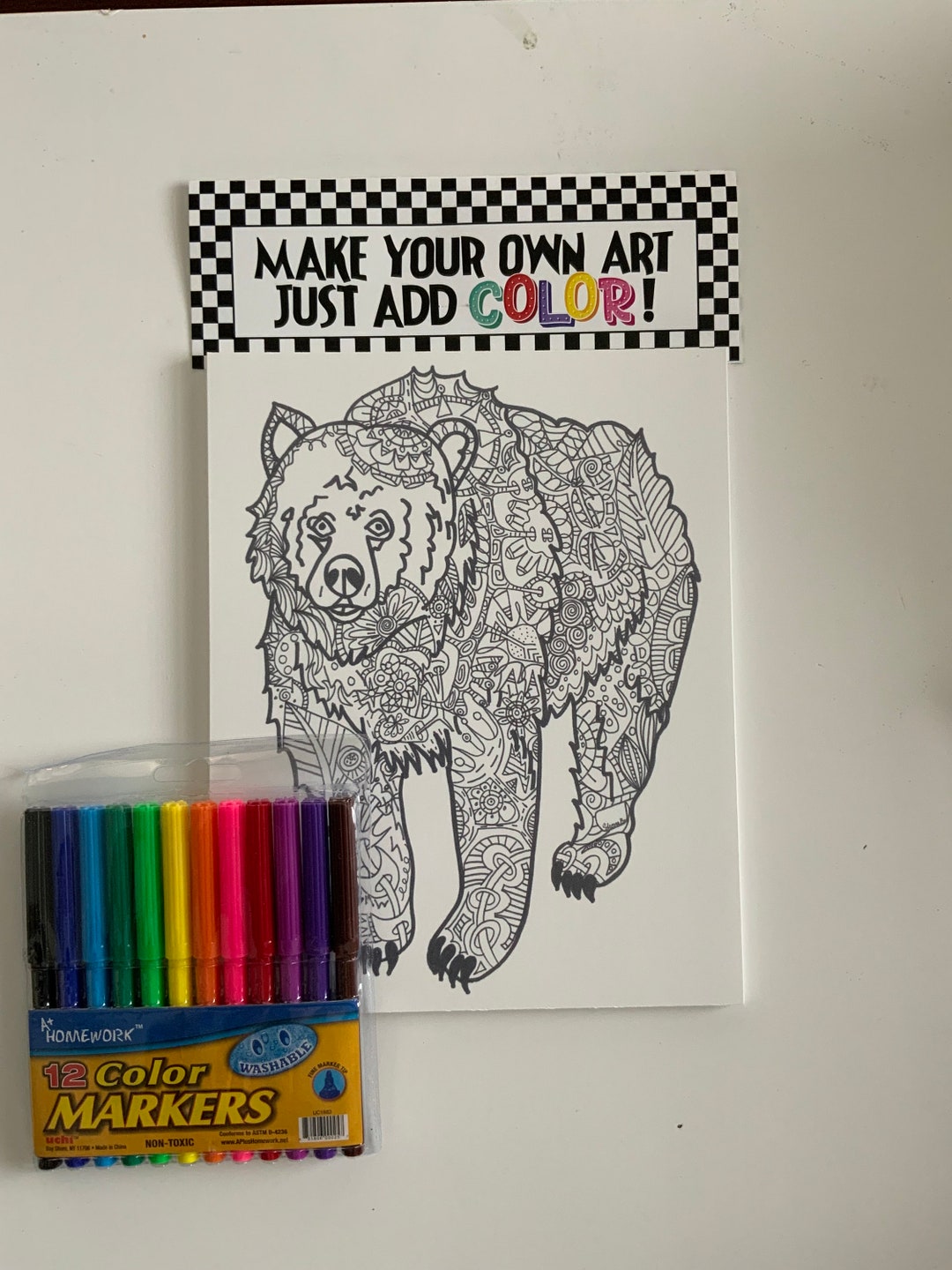 Just Add Color Art Kit Bear - Etsy