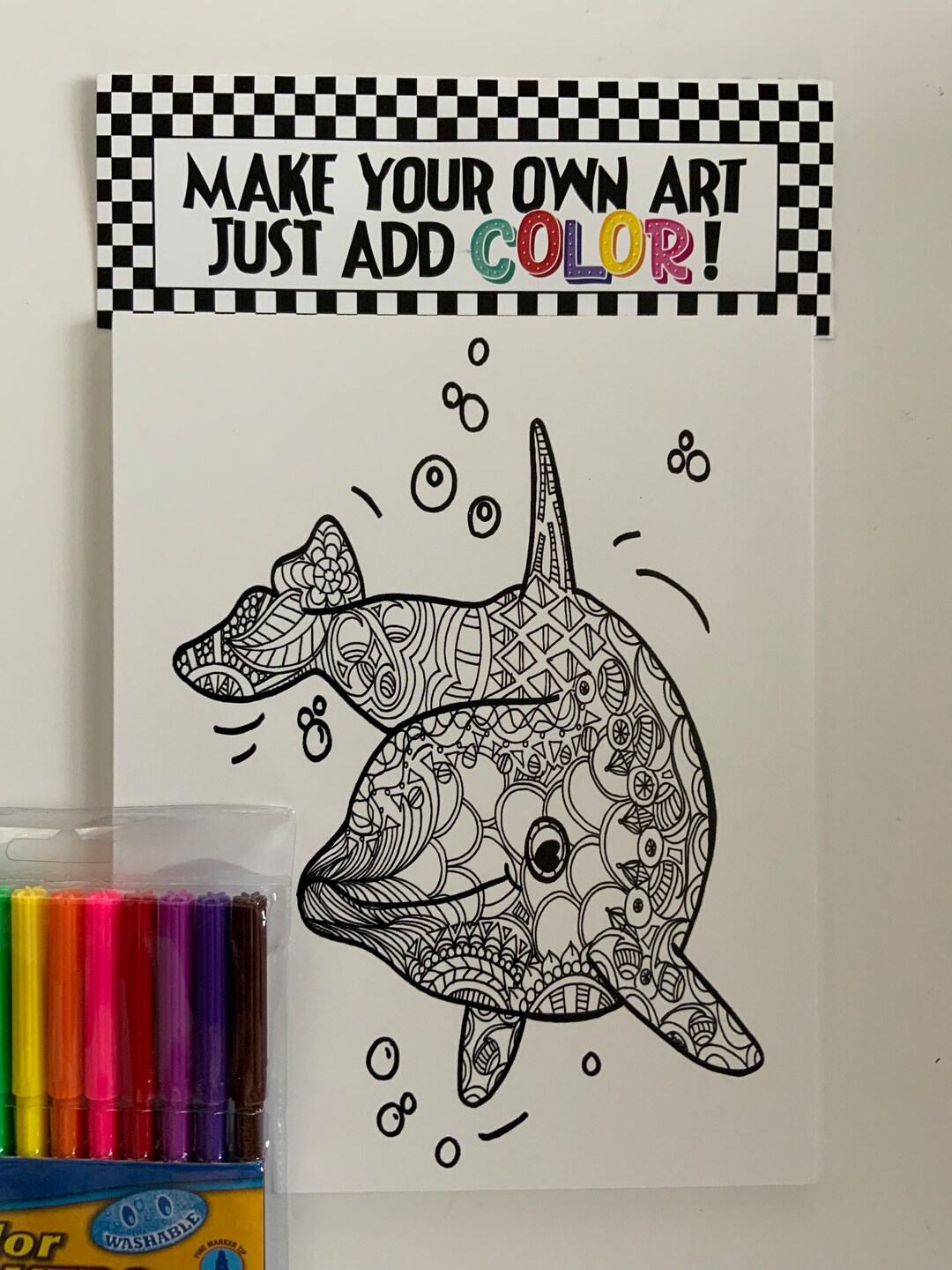 Just Add Color Art Kit Dolphin - Etsy