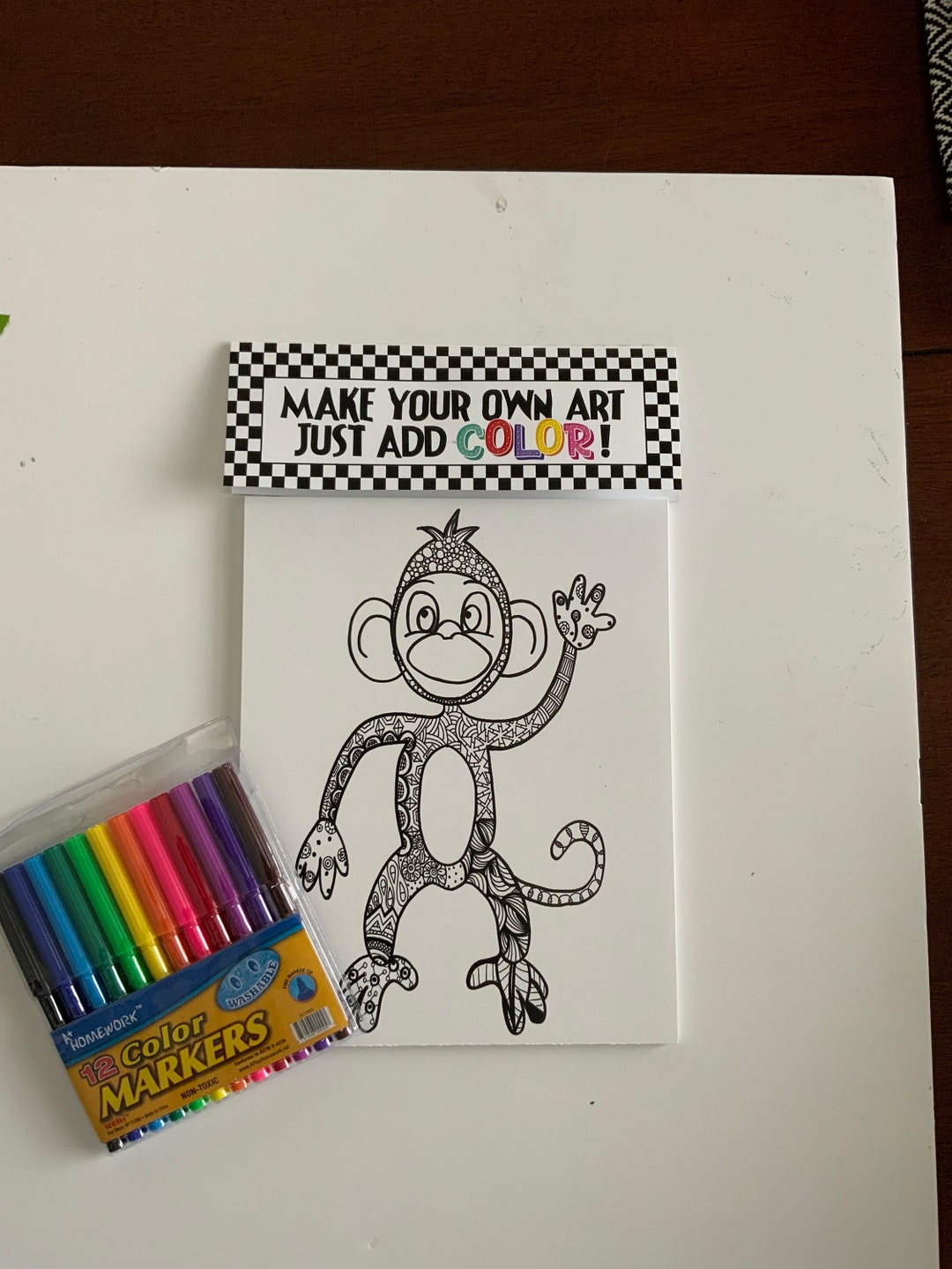 Just Add Color Art Kit Monkey - Etsy