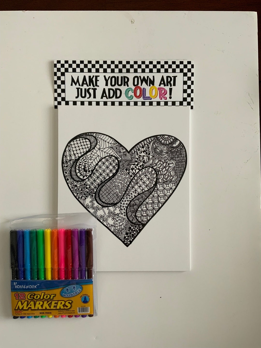 Just Add Color Art Kit Heart - Etsy