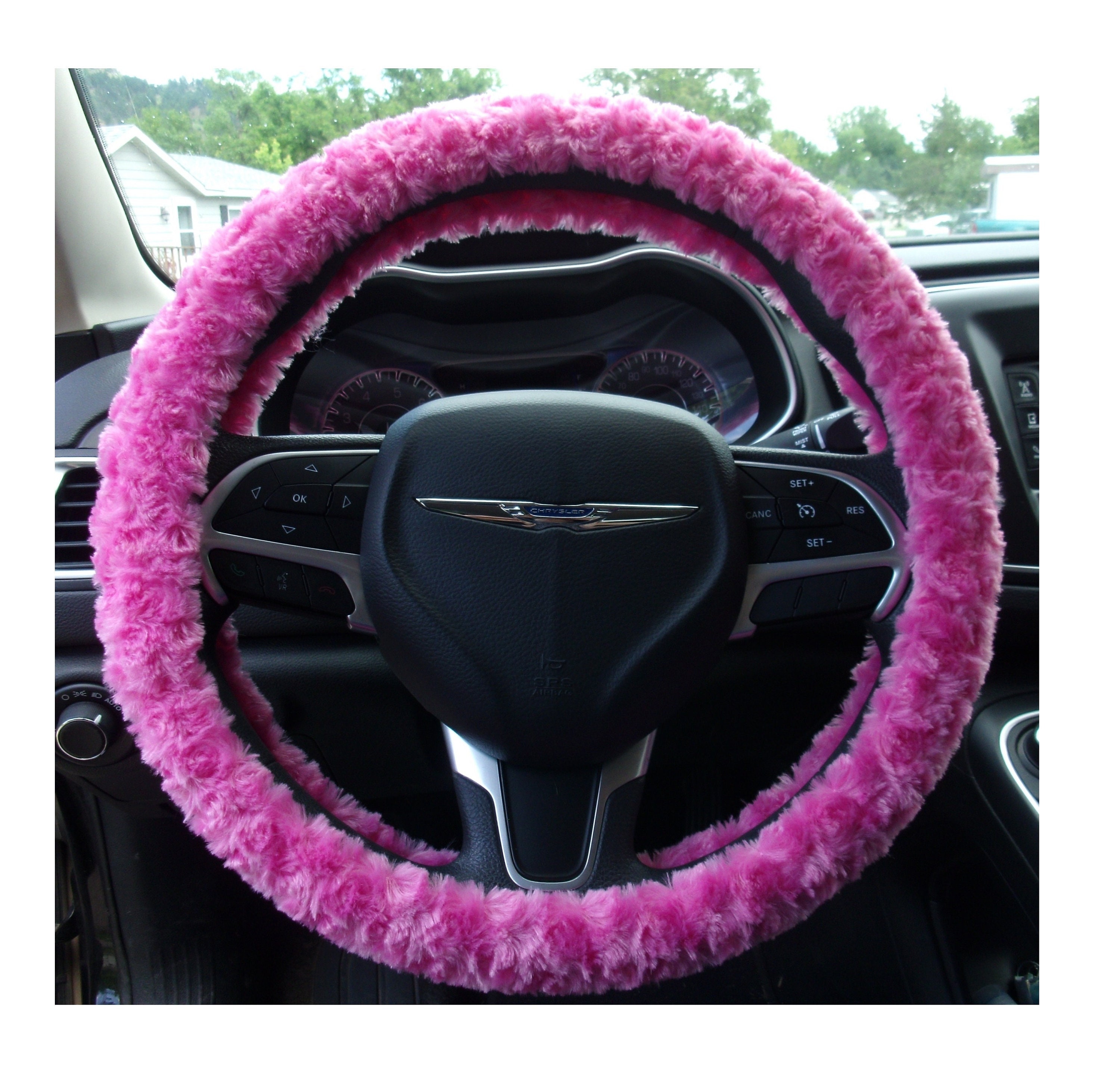 Pink Fuzzy Steering Wheel Cover