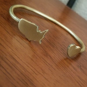USA Country Recycled Brass CUSTOM State or Country Open Bangle Gold ...