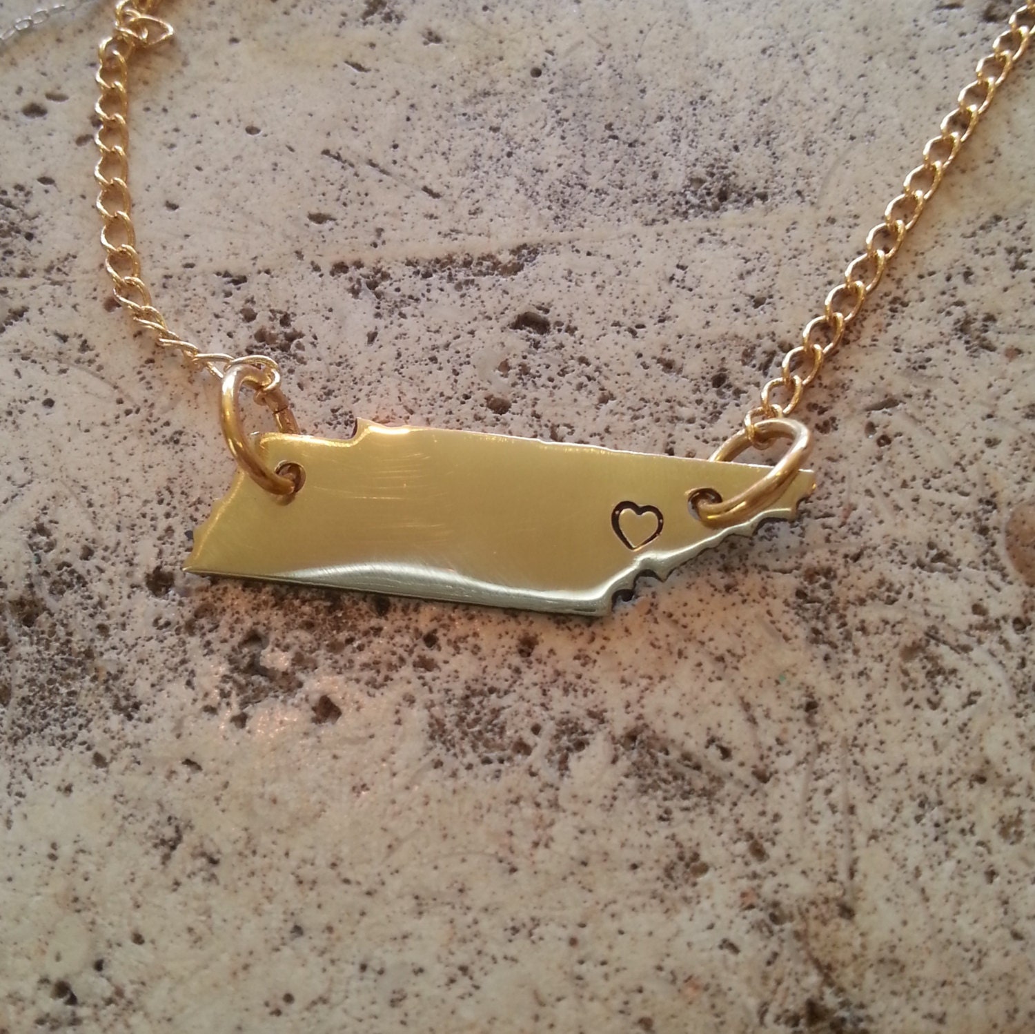 Gold Tennessee State Hand Stamped Heart Necklace - Etsy