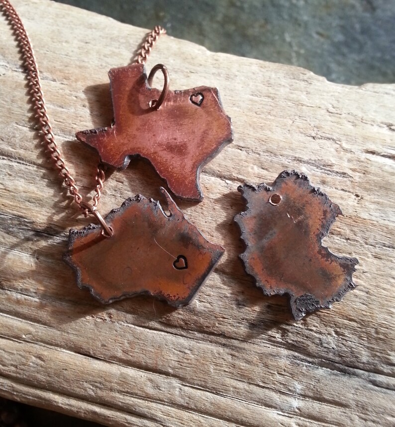 Recycled Copper Wisconsin Home Rustic State Necklace Hand - Etsy