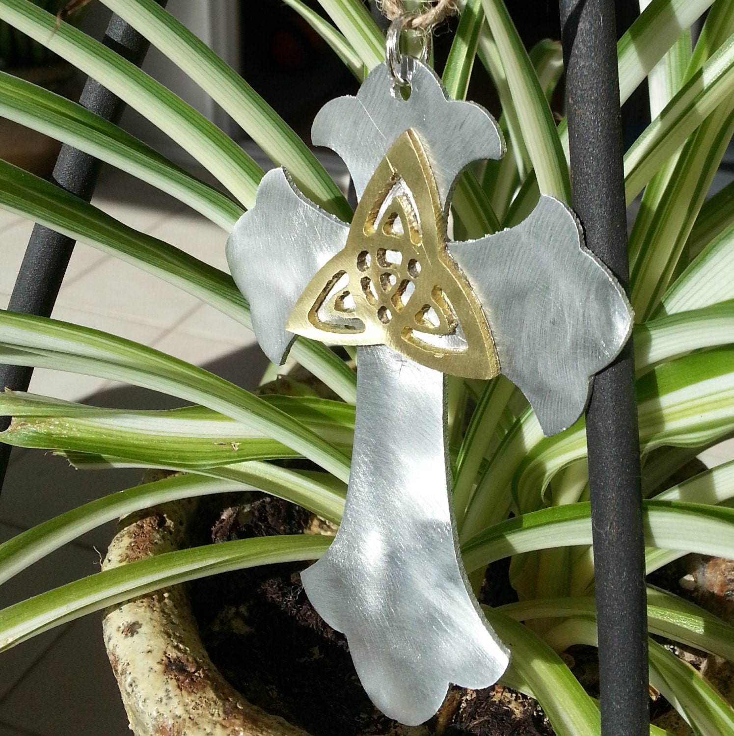 Recycled Aluminum and Brass Mixed Metal Celtic Cross Decor - Etsy